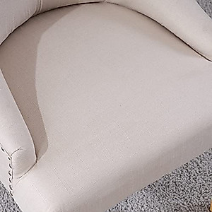 nozama Upholstered Dining Chairs Set of 2 Elegant Tufted Fabric Parsons Chair with Solid Wood Legs (Dark Beige)