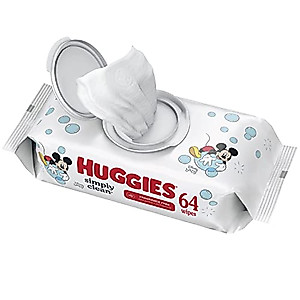 Baby Wipes, Unscented, Huggies Simply Clean Fragrance-Free Baby Diaper Wipes, 1 Flip-Top Pack (64 Wipes Total)