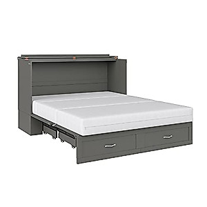 AFI Hamilton Murphy Bed Chest with Charging Station & Mattress Queen Grey