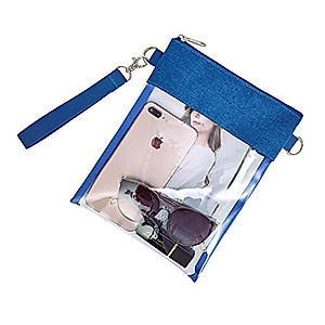 USPECLARE Clear Crossbody Purse Bag Stadium Approved Clear Tote Bag with Adjustable Shoulder Strap (Clear blue)