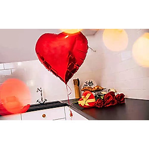 24 inch Red Heart Mylar Balloon Foil Heart Balloon For Valentines Day Wedding Engagement Party Decoration, 10 pcs