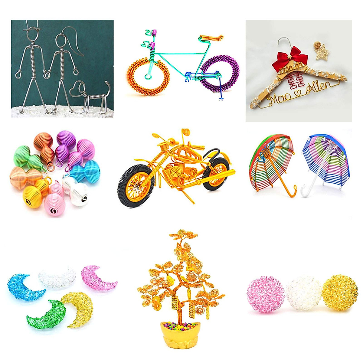 Cinvo 3 Rolls Craft Wire Jewelry Beading Wire Flexible Aluminum Wire Tarnish Resistant for DIY Jewelry Craft Making (12 Gauge/2mm Thick, Silver, Gold and Rose Gold)