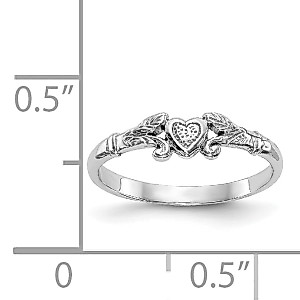 IceCarats 14K White Gold Small Heart Love Ring Size 1