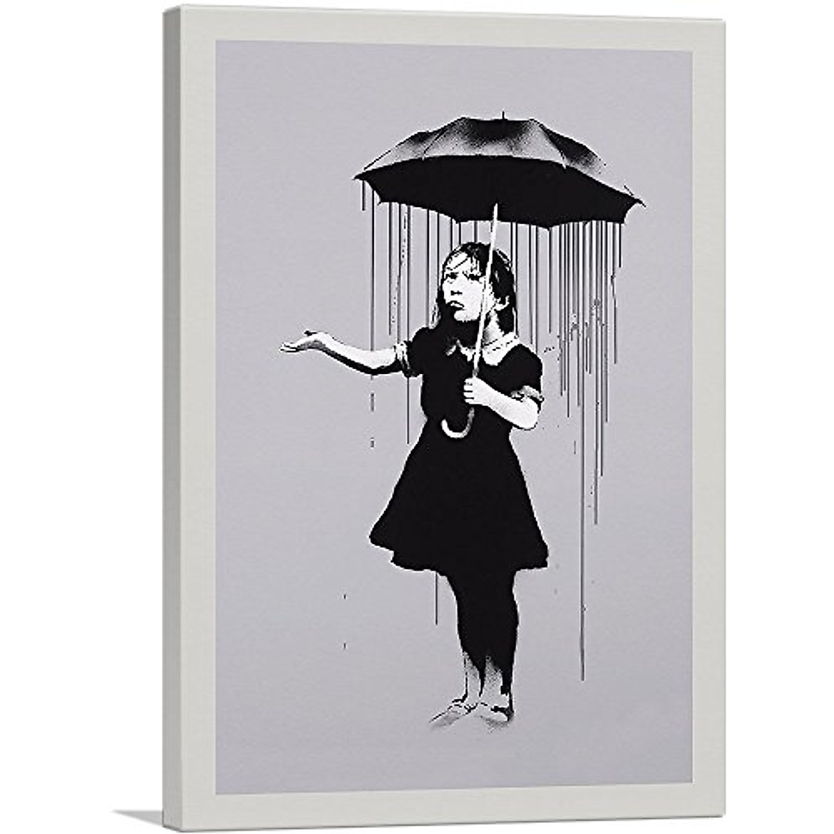 ARTCANVAS Nola Girl With Umbrella Canvas Art Print by Banksy - 26" x 18" (0.75" Deep)