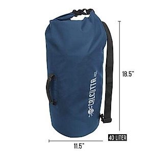 Calcutta Outdoors Waterproof Dry Bag, 40 Liter, Black – Lightweight Roll Top Gear, Adjustable Backpack Strap for Kayaking, Fishing, Beach, Canoe, Swimming, Boating, Camping