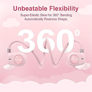 MeloAudio Kids Headphones, Open Ear Headphones, Kids Wireless Headphones with Microphone, Pink Headphones for Girls, Ultra-Light, Perfect for iPad, Tablet, Home, School, Travel, Sports