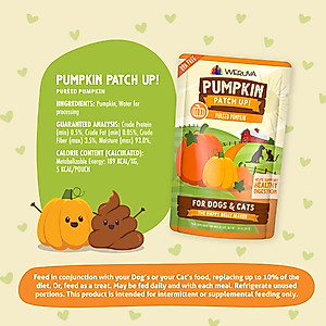 Weruva Pumpkin Patch Up! Pumpkin Puree Pet Food Supplement for Dogs & Cats, 1.05oz Pouch (Pack of 12)