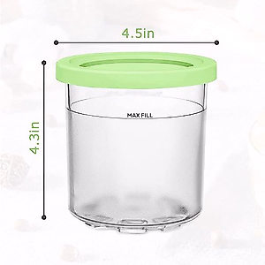 VRINO Creami Deluxe Pints, for Ninja Ice Cream Maker Cups,16 OZ Ice Cream Containers Pint Reusable,Leaf-Proof for NC301 NC300 NC299AM Series Ice Cream Maker