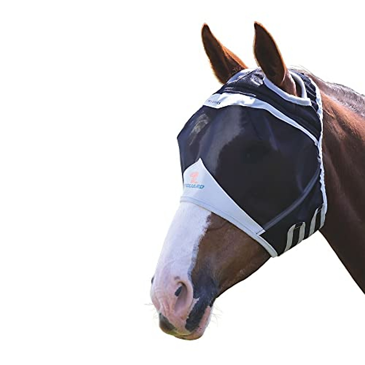 Fly Guard Fine Mesh Horse Fly Mask with Ear Holes (Black, Cob)