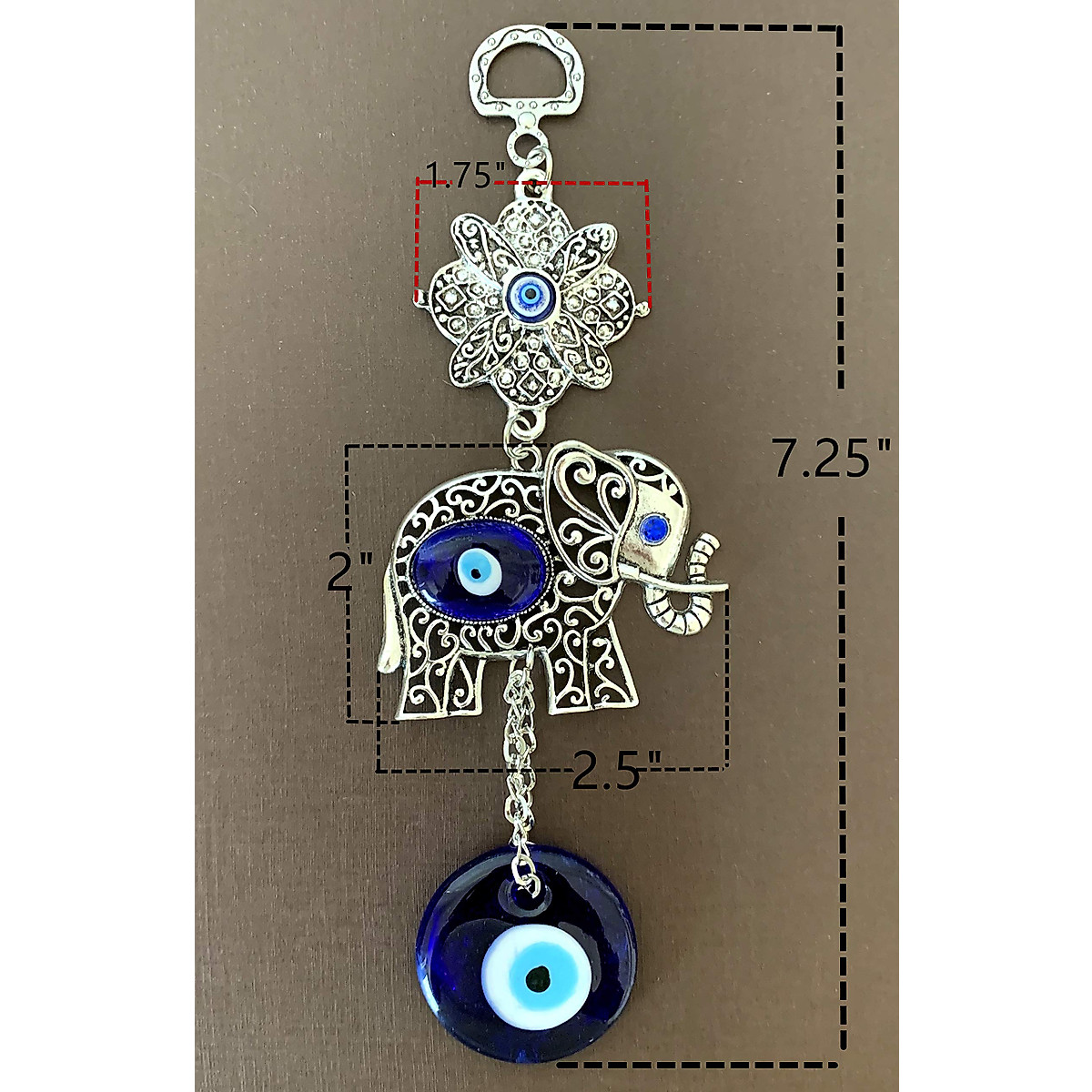 Retro Design Turkish Blue Evil Eye with Lucky Elephant Amulet Home Office Hanging Ornament Blessing Gift -CL08