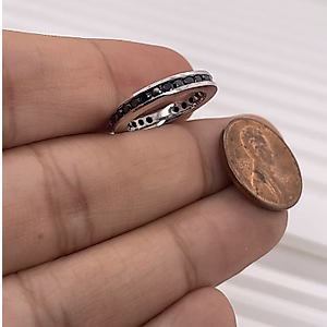 Vogati 0.60-0.80 Cts Black Diamond Eternity Band in 14K White Gold - Valentine's Day Sale