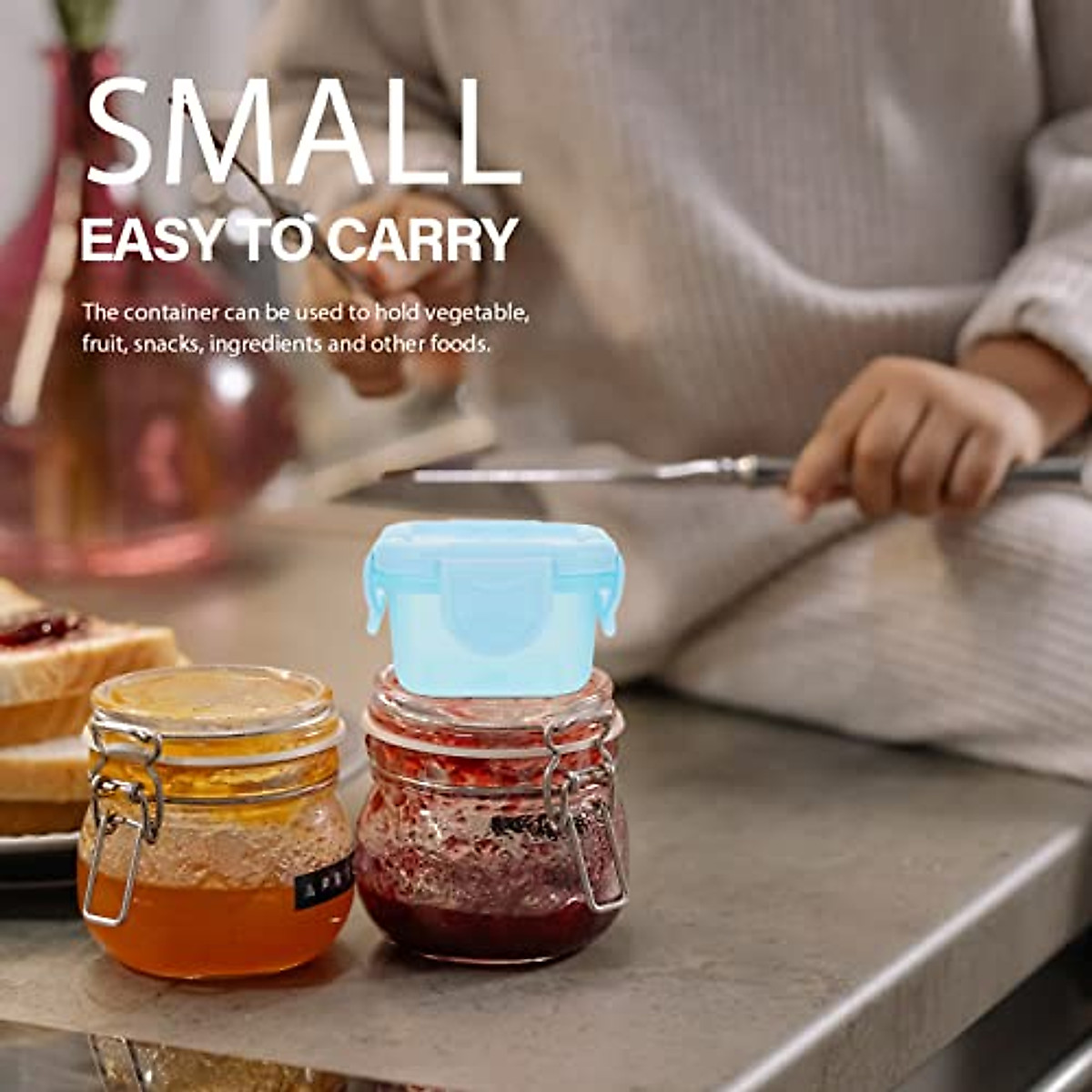 Mini Fridge Mini Fridge Snack Container 3Pcs Plastic Food Storage Jars With Clip- On Lid Blocks Food Storage Leakproof Food Snack Snack Mini Freezer Bento Lunch Box