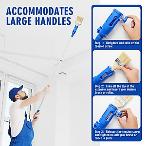 WILLBOND 2 Pcs Paint Brush Extender Multi-Angle Paint Edger Tool for Walls Extension Pole Attachments Roller Scraper Paint Brush Holder Rotating Head Edger Painting Tool for Ceilings Trim Corner