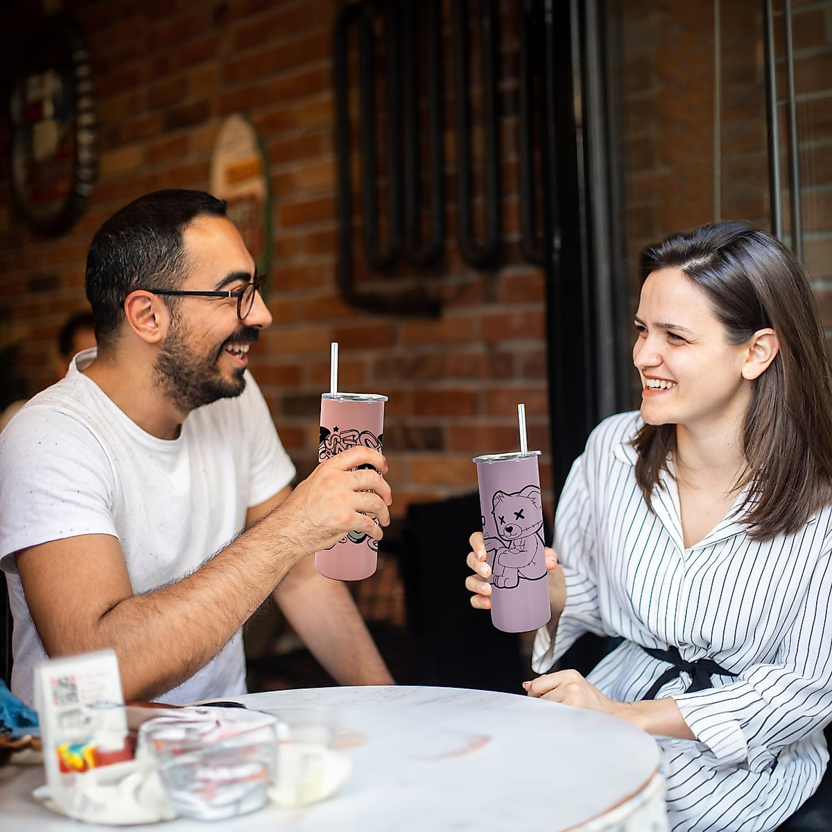 FECBK 20 oz Sublimation Tumblers Bulk 10 Pack Straight Skinny Tumblers Blanks with Lids and Straws Double Wall Stainless Steel Sublimation Tumbler Cups, Individually Box, Diy Gift, Macaron Color