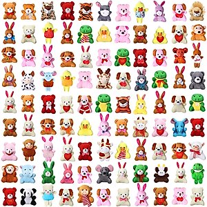 Zhanmai 100 Pcs Mini Plush Stuffed Animal Bulk Small Animal Toys Keychain Decoration Party Favors Easter Egg Stuffer for Kids Birthday Carnival Classroom Prizes Gift Goodie Bag Filler (Cute Style)