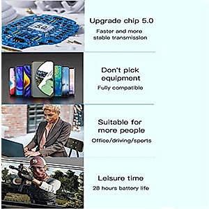 Uigsas Bluetooth Headset, Wireless Bluetooth Earpiece Handsfree Earphones with Microphone Headset 15hrs Working for Laptop Cell Phones Computer Trucker Driver