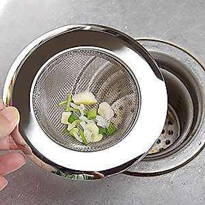 3PCS Kitchen Sink Strainer - Stainless Steel, Large Wide Rim 4.5" Diameter Kitchen Sink Strainer Basket Catcher Wide Rim Perfect for Most Sink Drains, Anti-Clogging Micro Perforation Holes, Rust Free