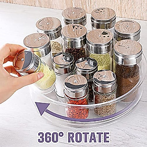 Puricon 2 Pack Clear Lazy Susan Turntable Organizer Bundle with 2 Pack Under Sink Organizers and Storage 2-Tier Double Sliding Pull-Out Drawer