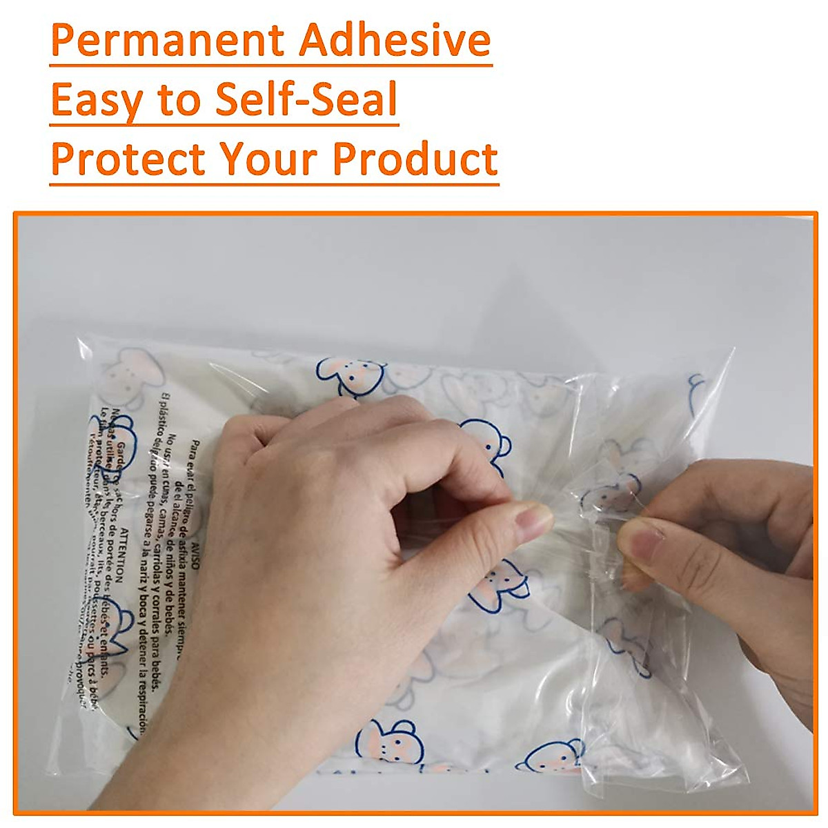 Belinlen 400 Count Combo Pack Warning Bags - 6x9, 8x10, 9x12, 11x14 Inch Self Seal Clear Poly Bags with Suffocation Warning with Permanent Adhesive, Strong Adhesive, Not Resealable (1.5mil)