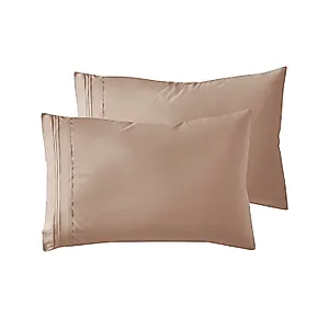 Nestl Taupe Pillow Cases Queen Size Set of 2, Soft Queen Pillow Case, 1800 Microfiber Queen Pillow Cases 2, Pillowcases Queen, Envelope Closure Pillowcase, Pillow Covers Queen Size, 20x30 Inches