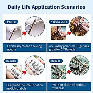 OuShiun 160% Magnifying Glass for Close Work Hobby Craft Reading Jewelry Sewing Repair for Readers Women Men Elderly 3Pack OS8601