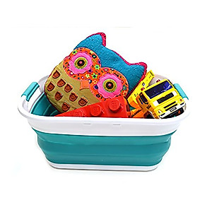 SAMMART 17.5L (4.6 Gallon) Collapsible/Foldable/Pop Up/Portable Washing Tub, Water Capacity 13.5L/3.5 Gallon (1, Bright Blue)