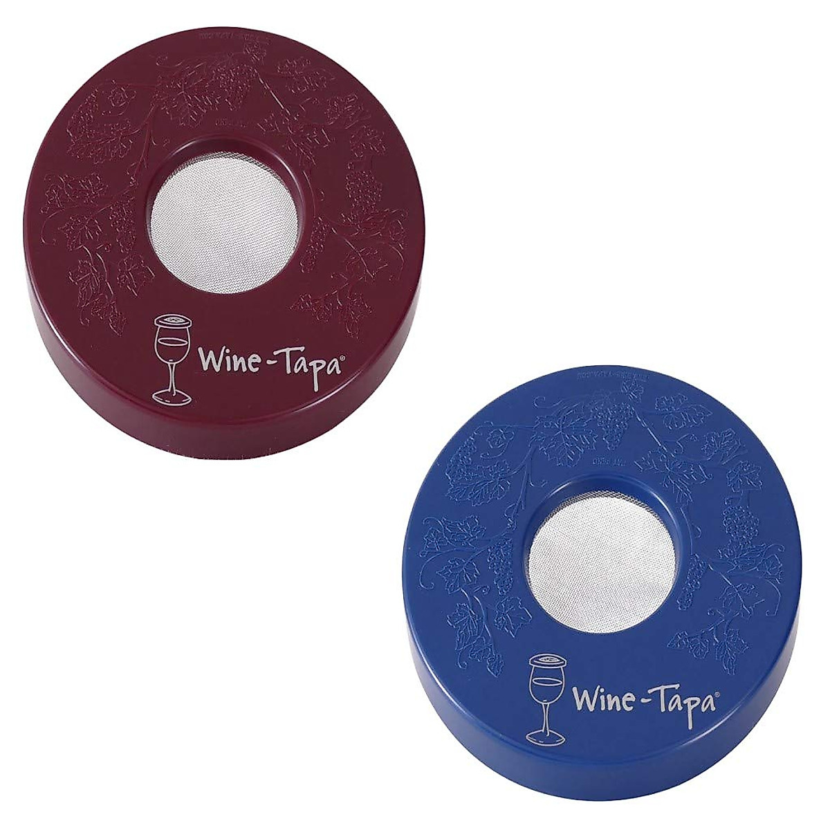 Wine Tapa Drinking Glass Covers - Use as Cover for Coffee Mugs, Soda Cans and Drinking Glasses, Set of 2 No Spill Drink Covers (Merlot/Navy)