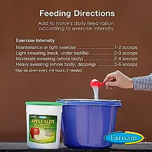 Farnam Apple Elite Horse Electrolyte Powder, Replaces minerals lost in sweat during exercise, extreme weather & stressful conditions, 5 lb., 40 day supply