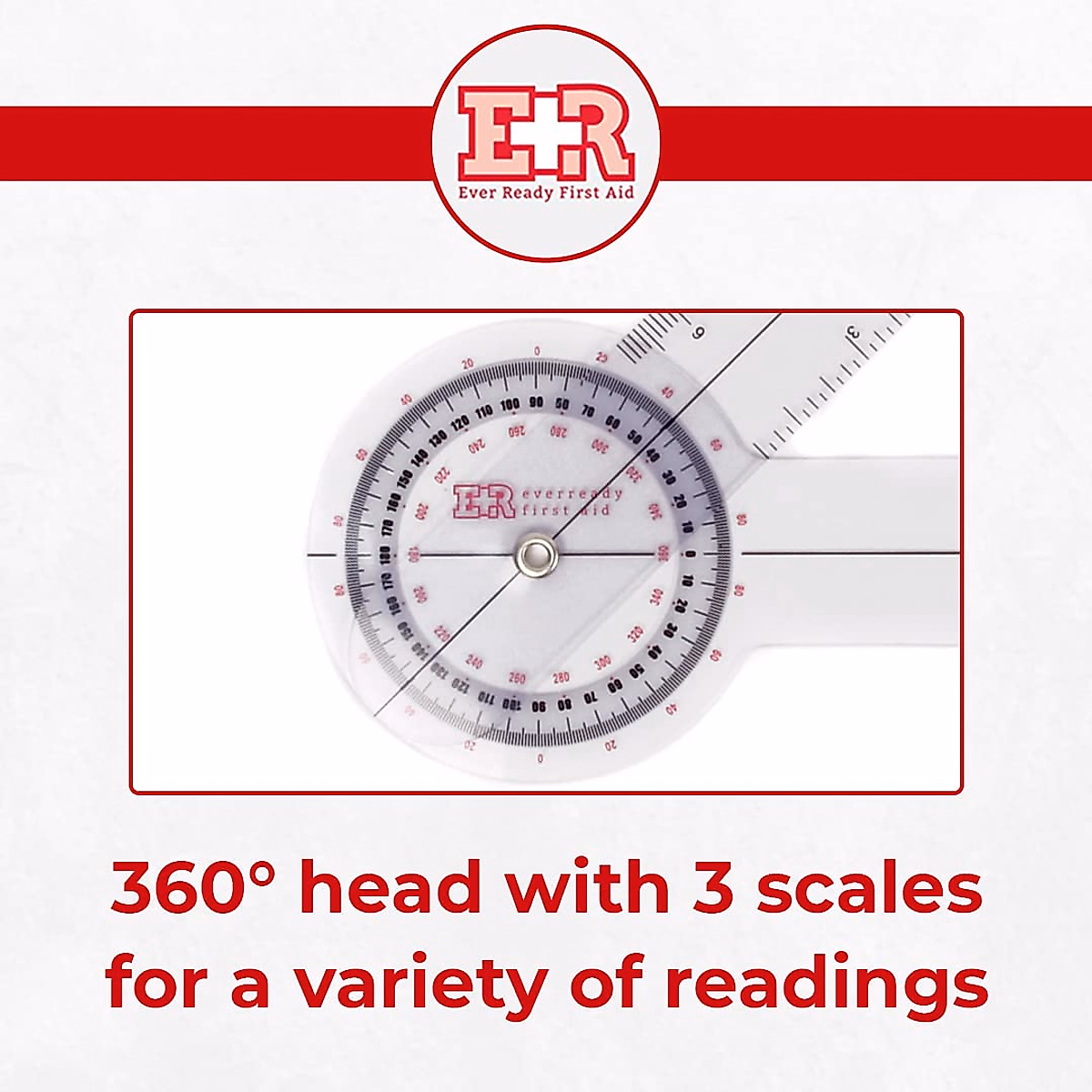 Ever Ready First Aid Plastic 6” Goniometer 360 Degree ISOM
