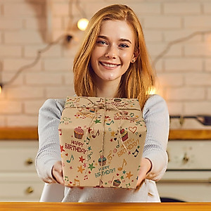 NESCCI Wrapping Paper,Birthday Wrapping Paper,Gift Wrapping Paper,12 Sheets Folded Flat Kraft Papers for Kids Birthday Gift Wrap.6 Styles of ''Happy Birthday''(19.7 Inch X 27.5 Inch Per Sheet)