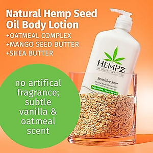 Hempz Sensitive Skin Herbal Moisturizer: Soothing Lotion with Oatmeal, Shea Butter, Hemp, Cocoa, Mango Seed - 17 Fl Oz