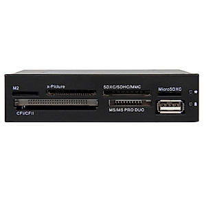StarTech.com 3.5in Front Bay 22-in-1 USB 2.0 Internal Multi Media Memory Card Reader with Simultaneous Access - CF/SD/MMC/MS/xD - Black , TAA (35FCREADBK3)
