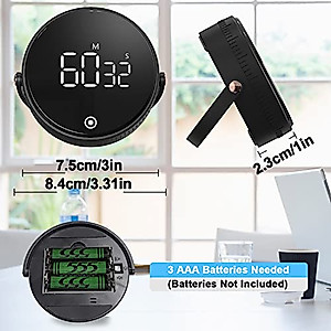 Hahago Timer, Kitchen Timer, Digital Timer, Magnetic Timer with Large Led Display Volume Adjustable, Countdown / Countup Timer, Desk Timer with Bracket for Cooking Fitness Baking Studying Teaching