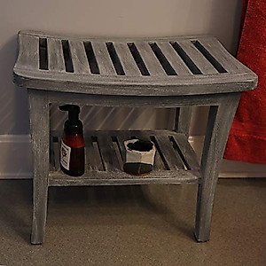Redmon since 1883 Teak Shower Bench, Weathered Gray