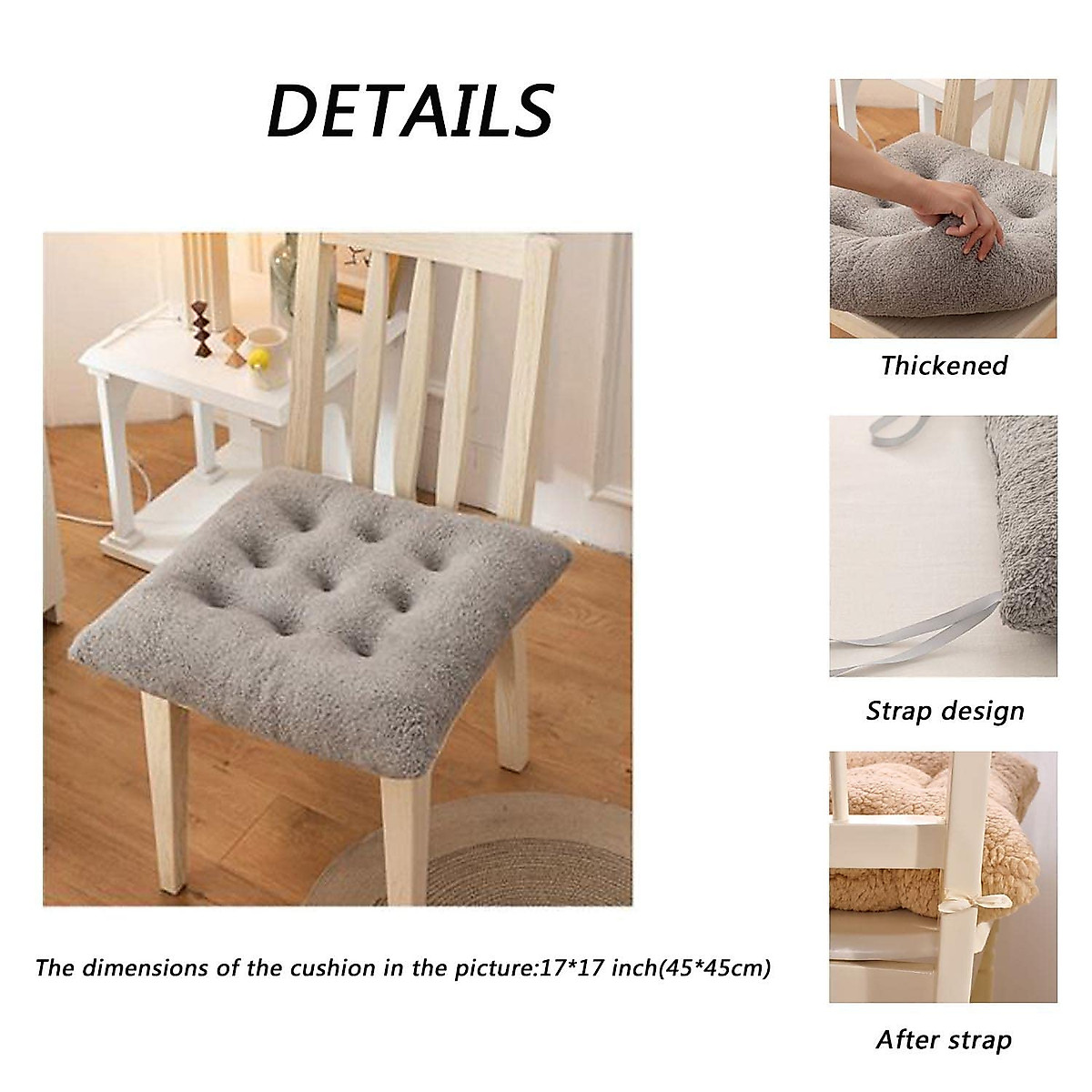 IXITON Thickened Plush seat Cushion,Lamb Fleece pad Warm Pillow Chair Stool heightened for Yoga Office Home Cafe Chair Meditation (17 * 17 inch(45 * 45cm), Round Off-White)