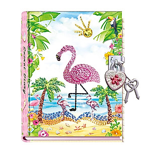 DUDUBUY Flamingo Diary and Journal Set Stationary for Writing Drawing Kids Diaries with Lock Keys Flamingo Gifts For Girls Ages 5 6 7 8 9 10 Arts and Crafts for Kids