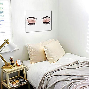 AuHomea 16inch x 12inch Crown Eye Lashes & Eyebrow Wall Art Canvas Paintings Printed On Wall Ready To Hang Unframed Artwork For Living Room Decor