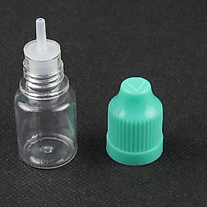 Newzoll Plastic Dropper Bottle, 5ML Empty Squeezable Clear Liquid Drop Bottles with Childproof Cap, for Solvents, Essence(10PCS, Green Cap)