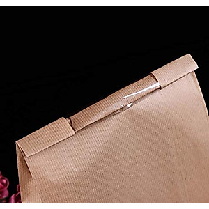 Funcoo Pack of 25 Paper Bread Loaf Bag Kraft Food Packaging Storage Bakery Bag with Front Window, Label Seal sticker included (14'' X 8.3'' X 3.5'')