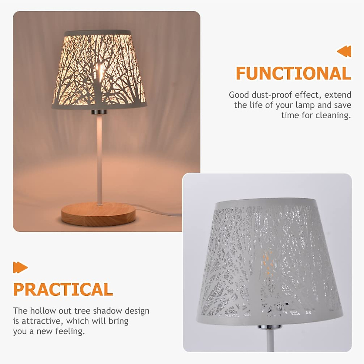 SHERCHPRY Lamp Shades E27 Hollow Tree Shadow Light Cover, Modern Lamp Shade, Replacement Metal Lampshade for Table Lamps and Floor Light, White Lamp Shade