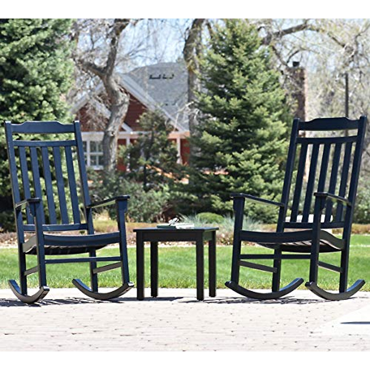 World's Finest Rocker Outdoor Rocking Chair - Wood Painted Glossy Black, Cushion Available