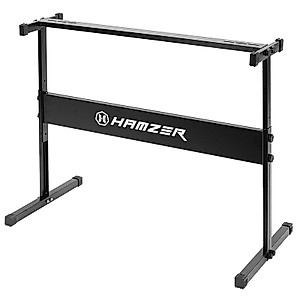 Hamzer 61-Key Electronic Keyboard Portable Digital Music Piano with H-Stand, Stool, Headphones, Microphone, & Sticker Set