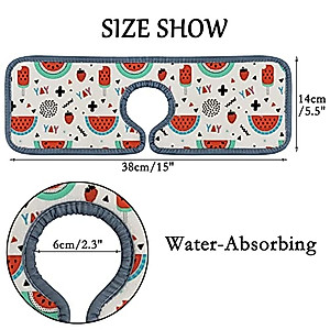 Kitchen Faucet Absorbent Mat 2 Pieces Summer Watermelon Ice Cream Faucet Sink Splash Guard Bathroom Counter and RV,Faucet Counter Sink Water Stains Preventer