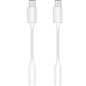 2 Pack Apple MFi Certified Lightning to 3.5 mm Headphone Jack Adapter iPhone Jack Aux Audio Dongle Cable Earphones Headphones Converter Compatible with iPhone 12 12 Pro11 XR XS X 8 7 iPad iPod