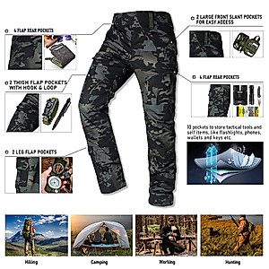 OCANXUE Men's Tactical Pants Camo Cargo Pants Ripstop Work Hiking Pants with 10 Pockets No Belt Size 38