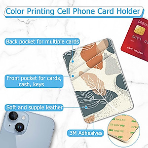 Leather Phone Card Holder Phone Wallet, Stick Back Phone Wallet Sticker Stylish Phone Case Credit Card Holder, Suitable for iPhone, Samsung, Android and Most Smart Phones.Foliage Orange
