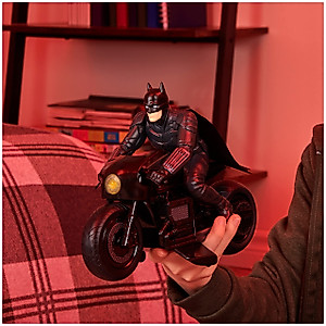 DC Comics, The Batman Batcycle RC with Batman Rider Action Figure, Official Batman Movie Styling, Kids Toys for Boys and Girls Ages 4 and Up