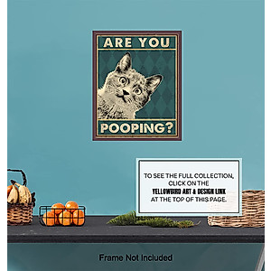 Funny Cat Bathroom Decor - Bathroom Wall Decor - Guest Bathroom Wall Art Pictures for Women, Men, Kids - Modern Bath Accessories - Cute Restroom Sign - Powder Room Decorations - Butt Napkins Poster