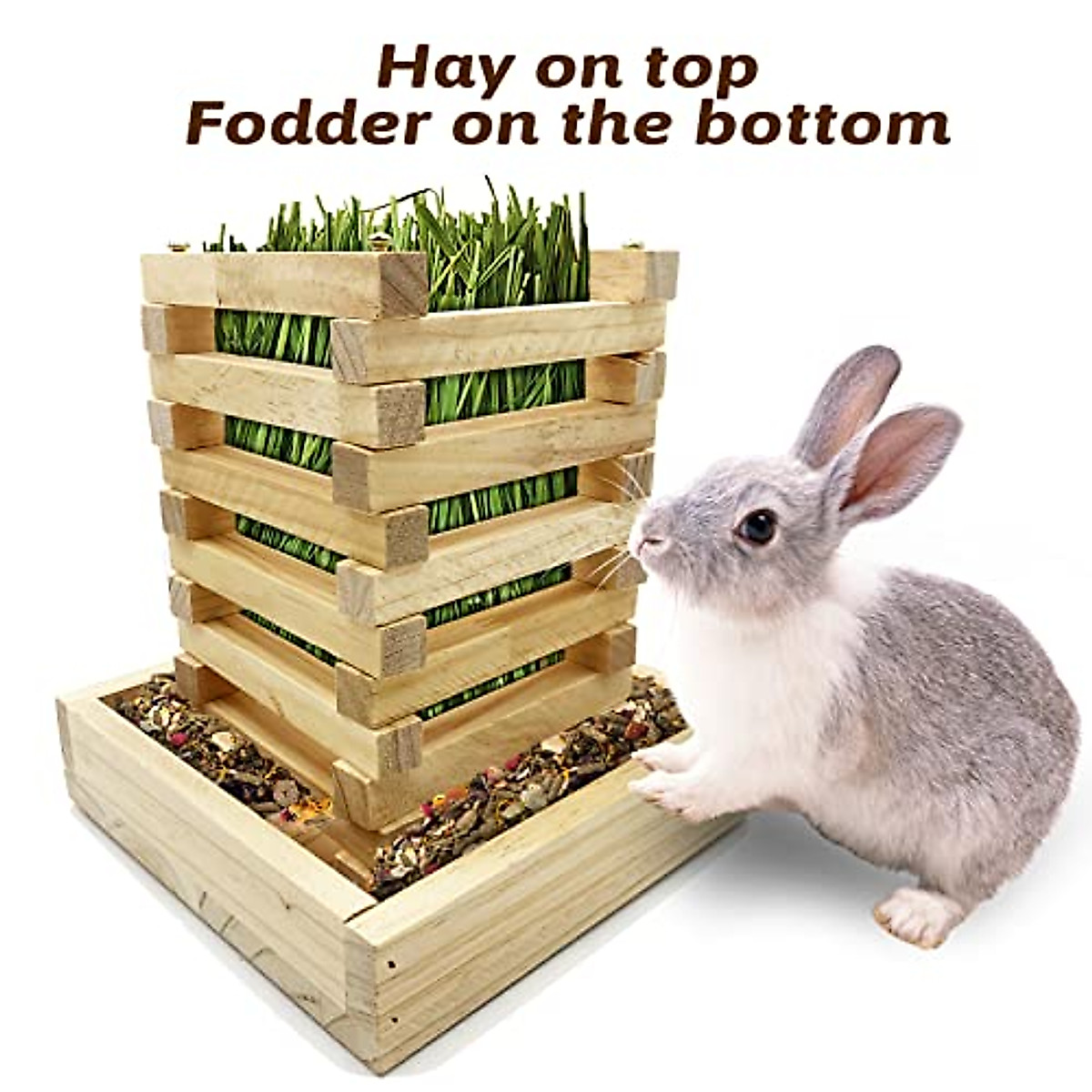 Rabbit Wooden Hay Feeder Chinchilla Food Dispenser Small Animal Hay Rack  Bunny Cage Accessories for Guinea Pig Hamster