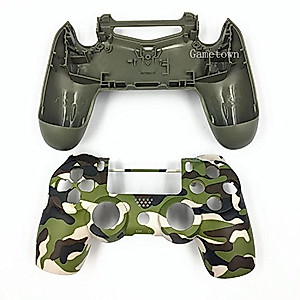 JMXLDS New Full Housing Shell Cover Case Protective Hard Skin with Buttons Set for Sony PS4 Slim Controller 4.0 JDS-040 JDM-040 Version-Camouflage Green.